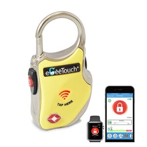 egeetouch smart travel padlock with patented dual access technologies (nfc + bt), vicinity tracking, etc. (yellow)