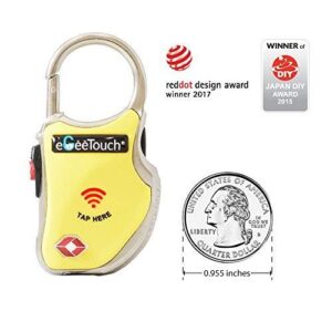 eGeeTouch Smart Travel Padlock with Patented Dual Access Technologies (NFC + BT), Vicinity Tracking, etc. (YELLOW)