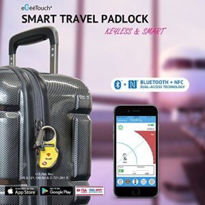 eGeeTouch Smart Travel Padlock with Patented Dual Access Technologies (NFC + BT), Vicinity Tracking, etc. (YELLOW)