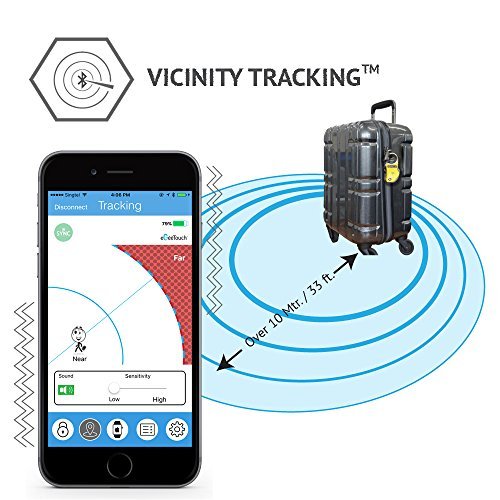 eGeeTouch Smart Travel Padlock with Patented Dual Access Technologies (NFC + BT), Vicinity Tracking, etc. (YELLOW)