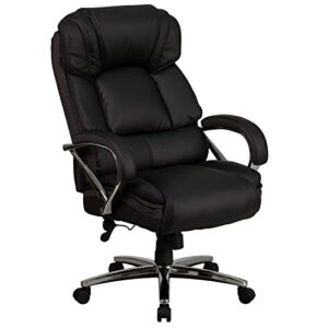 flash furniture hercules series big & tall 500 lb. rated black leathersoft executive swivel ergonomic office chair with chrome base and arms