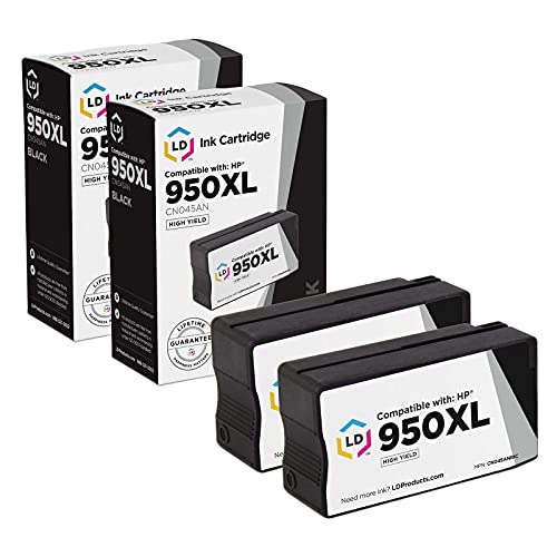 LD Compatible Ink Cartridge Replacement for HP 950XL CN045AN High Yield (Black, 2-Pack)