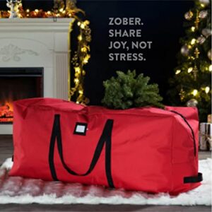 Zober Premium Christmas Tree Storage Bag - Fits Up to 9 ft Tall Artificial Disassembled Trees, Durable Handles & Sleek Dual Zipper - Holiday Xmas Bag Made of Tear Proof 600D Oxford - 5-Year Warranty