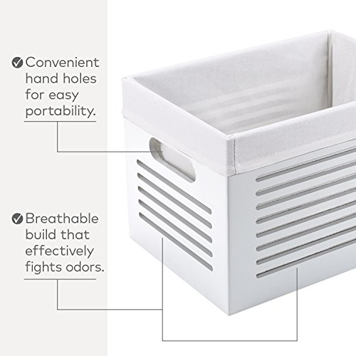 Large Wooden Crate for Storage - Decorative Wood Storage Boxes for Home Books Clothes Toys, This wood crate box/Basket/Bin Organizer is Lined with Machine Washable Soft Linen Fabric - White, Large