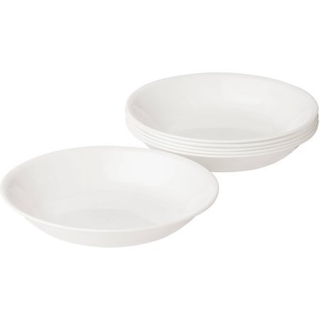 Corelle Livingware Glass Pasta Bowls, Winter Frost White, Set of 6