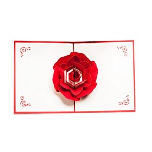 HUNGER Handmade 3D Pop Up Rose Flower Birthday Cards Creative Greeting Cards Papercraft (ROSE)