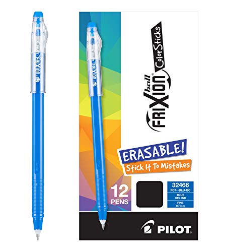 PILOT FriXion ColorSticks Erasable Gel Ink Stick Pens, Fine Point, Blue Ink, 12-Pack (32466)