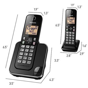 Panasonic Expandable Cordless Phone System with Amber Backlit Display – 2 Handsets – KX-TGC352B (Black)