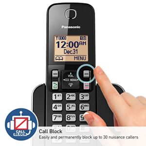 Panasonic Expandable Cordless Phone System with Amber Backlit Display – 2 Handsets – KX-TGC352B (Black)