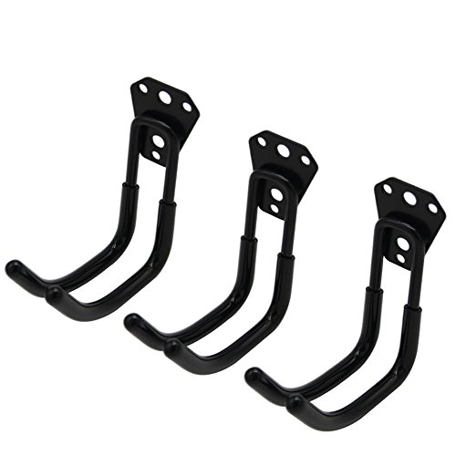 Roos Wall Hung Double Hook Storage Hook Garage Space Saver Hanger Rack Pack of 3(Big Round Hook)