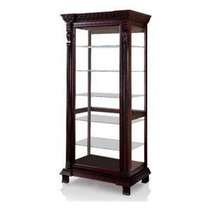 furniture of america lisandro traditional glass door curio cabinet in espresso