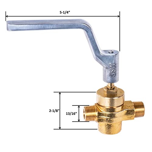 GSW WR-GV Copper Gas Valve with Handle for Commercial Wok Range, CSA Approved, 1/2" NPT X 1/2" NPT 1/2 PSI