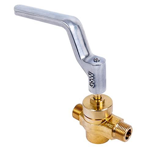 GSW WR-GV Copper Gas Valve with Handle for Commercial Wok Range, CSA Approved, 1/2" NPT X 1/2" NPT 1/2 PSI