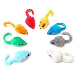 CHIWAVA 36PCS 4.1'' Furry Cat Toy Mice Rattle Small Mouse Kitten Interactive Play Assorted Color