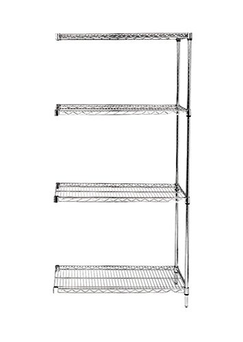 Quantum Storage Systems Wire 4-Shelf Add-on Unit - 12" x 36" x 74" - Chrome