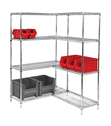 Quantum Storage Systems Wire 4-Shelf Add-on Unit - 12" x 36" x 74" - Chrome