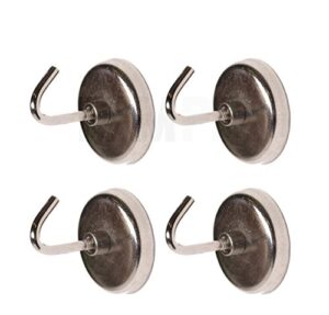 4-piece ram-pro extra-strong magnetic hook set - holds 8 lb capacity, quality chrome plated for tools, keys, coats, towels, kitchen utensils.