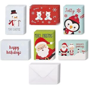 Juvale 48 Pack Christmas Greeting Cards with Envelopes, 6 Holiday Designs (4x6 Inches)