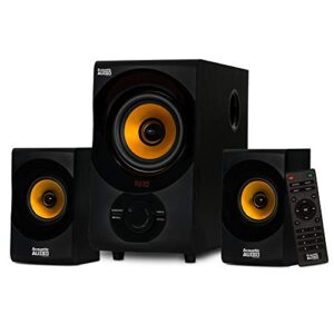 acoustic audio by goldwood bluetooth 2.1 speaker system 2.1-channel home theater speaker system, black (aa2170)