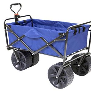 Mac Sports Heavy Duty Steel Frame Collapsible Folding 150 Pound Capacity Outdoor Beach Garden Utility Wagon Cart with 4 All Terrain Wheels, Blue/Black