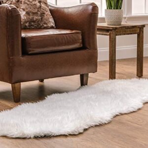 Chanasya Super Soft Faux Fur Fake Sheepskin White Sofa Couch Stool Casper Vanity Chair Cover Rug/Solid Shaggy Area Rugs for Living Bedroom Floor - Off White 2ft x 6ft