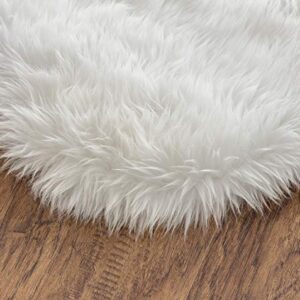 Chanasya Super Soft Faux Fur Fake Sheepskin White Sofa Couch Stool Casper Vanity Chair Cover Rug/Solid Shaggy Area Rugs for Living Bedroom Floor - Off White 2ft x 6ft