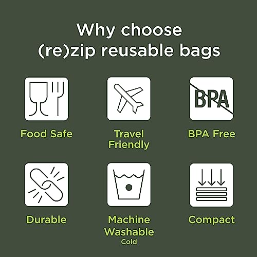 rezip 2-Pack Gallon Size Storage Bags | Zippered, Reusable Bags for Travel & Household Storage | BPA-Free, Food Grade, Machine Washable