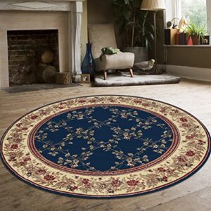 radici usa como area rug, 5'3 round, navy