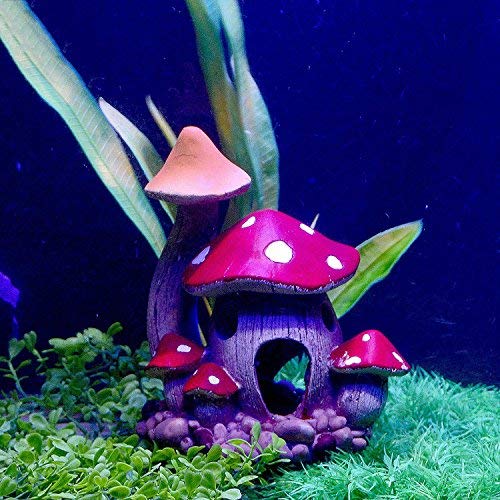 Saim Aquarium Décor Artificial Mushroom House Decorations Fish Tank Landscape Ornament