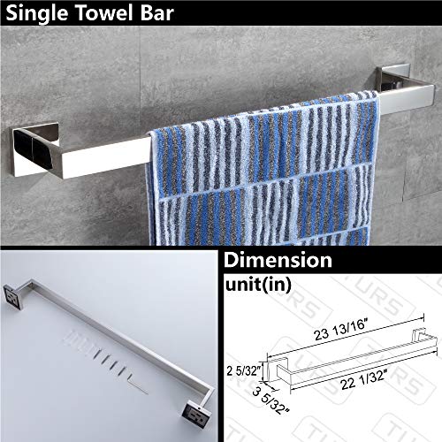 TURS Bathroom Accessories 4-Pieces Bathroom Hardware Set Polished Chrome Towel Bar Set Stainless Steel Towel Holder Set