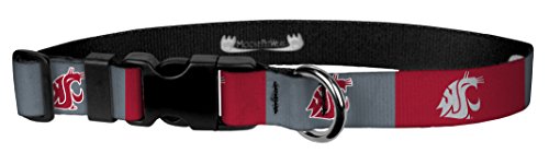 Moose Pet Wear Adjustable Collar 1" M, Washington State - Red/Grey Box Logo (ACDL1-M-WST025)