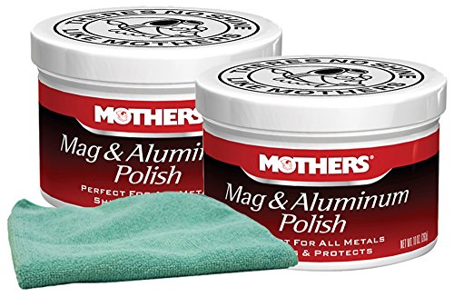 Mothers 05101 Mag & Aluminum Polish (10 oz) Bundle with Microfiber Cloth (3 Items)