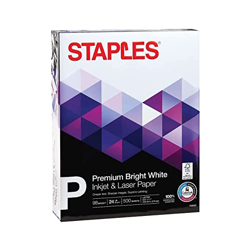 Staples 733332 Premium 8.5-Inch X 11-Inch Multipurpose Paper 24 Lbs. 98 Bright 500/Ream