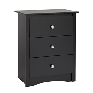 prepac sonoma nightstand, tall 3-drawer, black