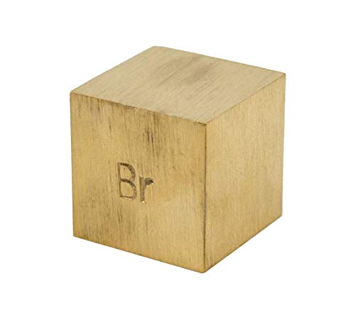 Density Cube, Brass (Br) with Element Stamp - 0.8 Inch (20mm) Sides - for Density Investigation, Specific Gravity & Specific Heat Activities - Eisco Labs