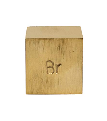 Density Cube, Brass (Br) with Element Stamp - 0.8 Inch (20mm) Sides - for Density Investigation, Specific Gravity & Specific Heat Activities - Eisco Labs