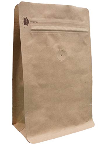 12 oz. Kraft Paper/Foil Square Bottom Gusseted Bag w/E-Zip & Valve (Block Bottom Bag, Flat Bottom Bag)