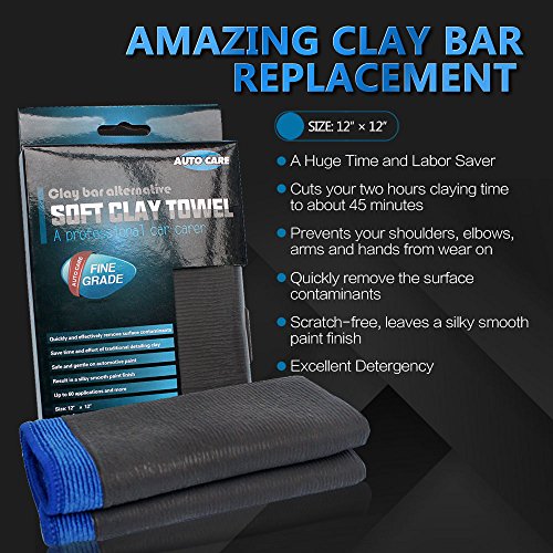 Clay Bar Towel, AutoCare Fine Grade Microfiber Clay Towel Automotive Detailing Towel Clay Bar Alternative for Car Detailing, Creative Gift-Blue, 1 Pack