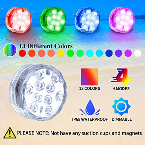 Creatrek Submersible LED Lights, Waterproof Pool Lights Outdoor, Battery Operated Pool Lights for Hot Tub Party Pumpkins 4 PCS