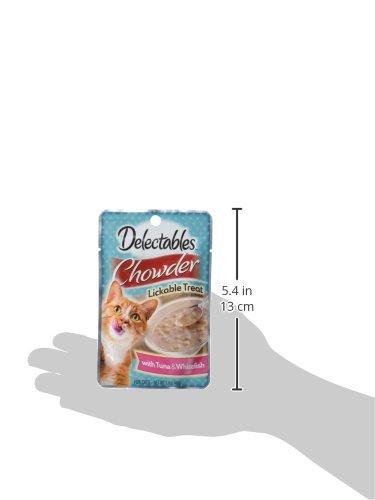 Hartz Delectables Chowder Lickable Wet Cat Treats for Kitten, Adult & Senior Cats, Tuna & Whitefish, 12 Count