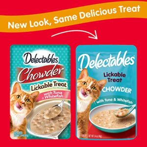 Hartz Delectables Chowder Lickable Wet Cat Treats for Kitten, Adult & Senior Cats, Tuna & Whitefish, 12 Count