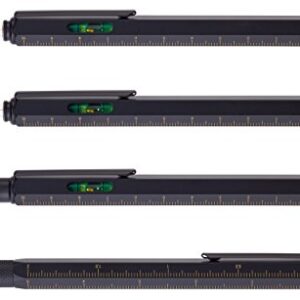 Troika CONSTRUCTION Multitasking Ballpoint Pen - PIP20/BG - Black/Gold - Centimetre and Inch Ruler - 1:20 m and 1:50 m Scale - Spirit Level - Slotted and Phillips Screwdriver - Stylus