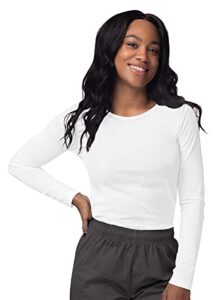 sivvan scrubs for women - long sleeve comfort underscrub tee - s8500 - white - m