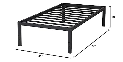 Olee Sleep 18inch Tall Steel Slat / Non-slip Support S-3500 High Profile Platform Bed Frame, Twin