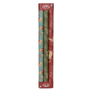 K-Kraft Vintage Prints Christmas Kraft Wrapping Paper Sets - 112.5 Square feet per Set (Mistletoe-Reindeer-SodaShoppe)