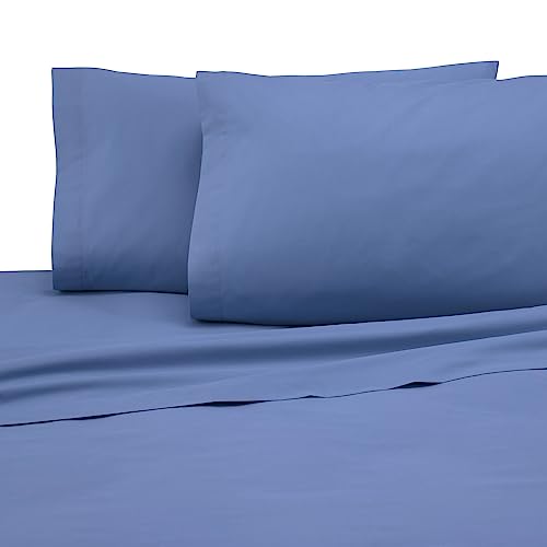 Martex Cotton Rich Bed Sheet Set - Brushed Cotton Blend, Super Soft Finish, Wrinkle Resistant, Quick Drying, Bedroom, Guest Room - 3-Piece Twin Set, Ceil Blue