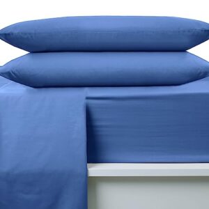 Martex Cotton Rich Bed Sheet Set - Brushed Cotton Blend, Super Soft Finish, Wrinkle Resistant, Quick Drying, Bedroom, Guest Room - 3-Piece Twin Set, Ceil Blue