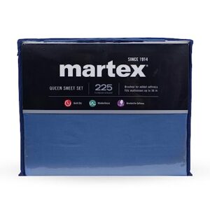 Martex Cotton Rich Bed Sheet Set - Brushed Cotton Blend, Super Soft Finish, Wrinkle Resistant, Quick Drying, Bedroom, Guest Room - 3-Piece Twin Set, Ceil Blue