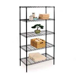 seville classics 5-tier black epoxy steel wire shelving, 30" w x 14" d x 60" h