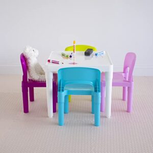 Humble Crew White Table/Pastel Chairs Kids Plastic 4 Set